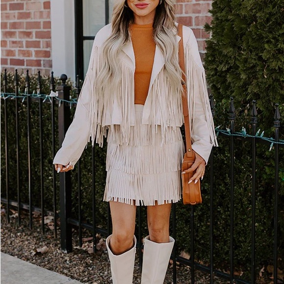 Jackets & Coats | Tassel Fringe Women Blazer Boho Festival Cut Outs ...